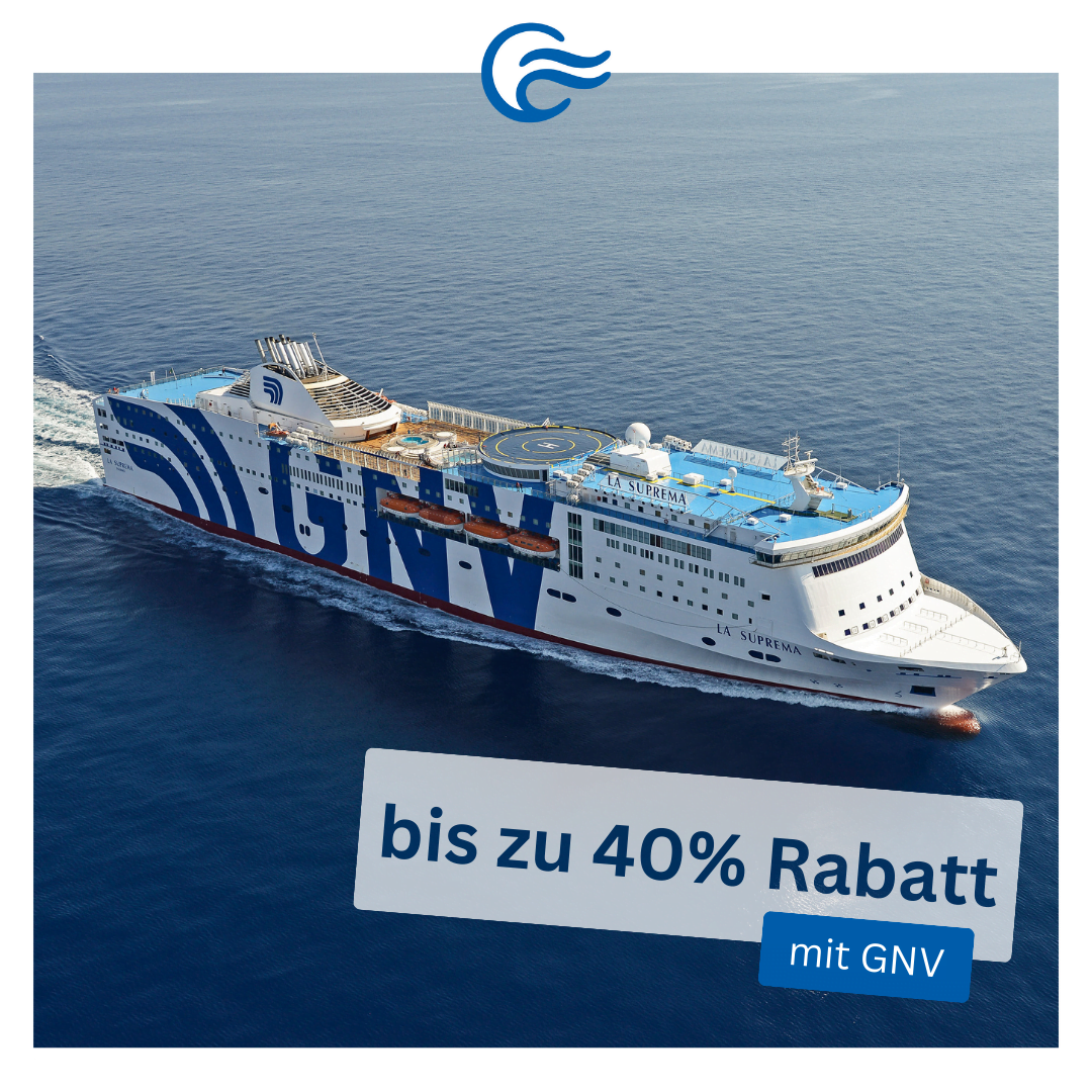 Bis zu 40% Rabatt auf deine Fährreise 2024 mit GNV - Ferrycenter
